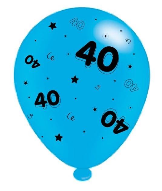 10" 40th Birthday Blue Latex Balloons - 8 pack