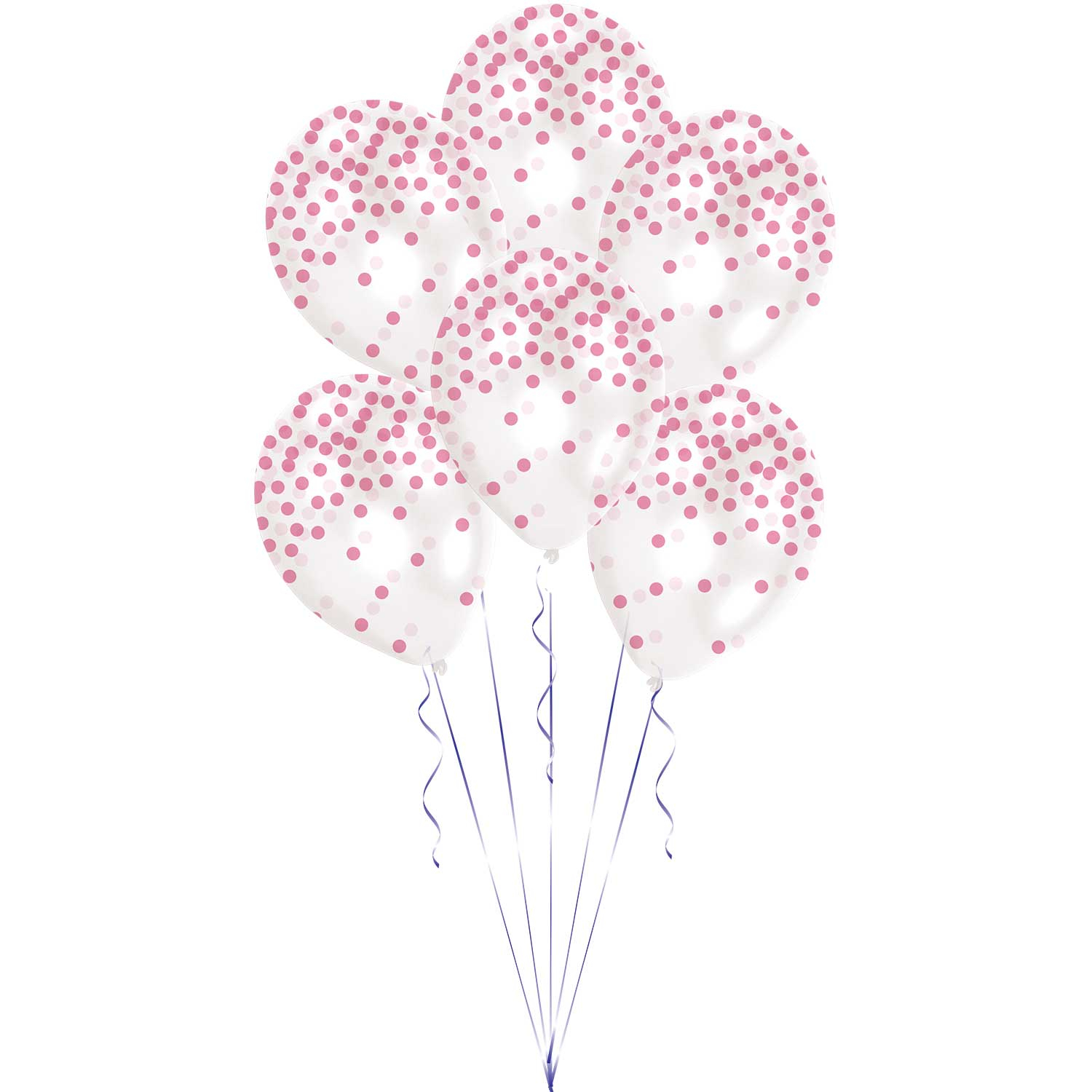 11" Pink Confetti Balloons - Pack of 6
