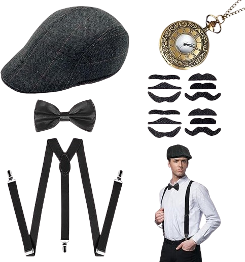 1920's Men's Vintage Accessories Set - Black