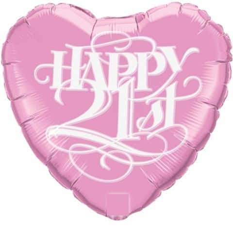 Happy 21st Birthday Balloon 31" - Heart Shape