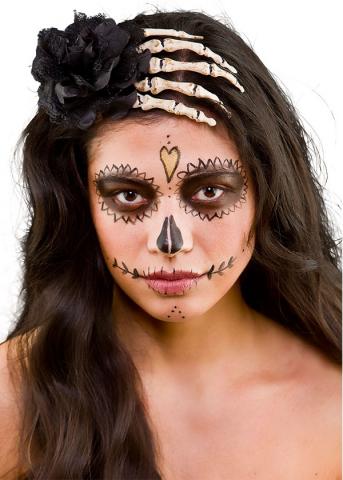 Skeleton Hand An Rose Hair Clip