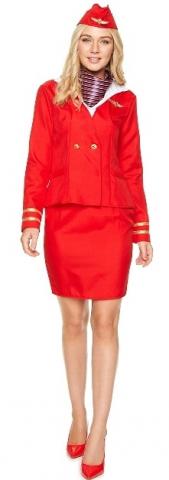 Red Flight Attendant Fancy Dress Costume